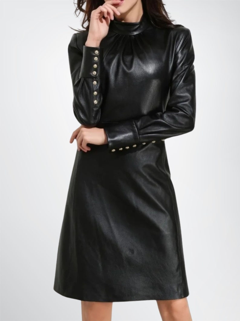 Women's Handmade Soft Genuine Leather Dress With Zip Closure, Full ...