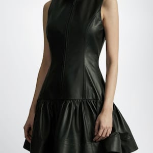 Women's Handmade Soft Genuine Leather Dress With Zip Closure, Tailored ...