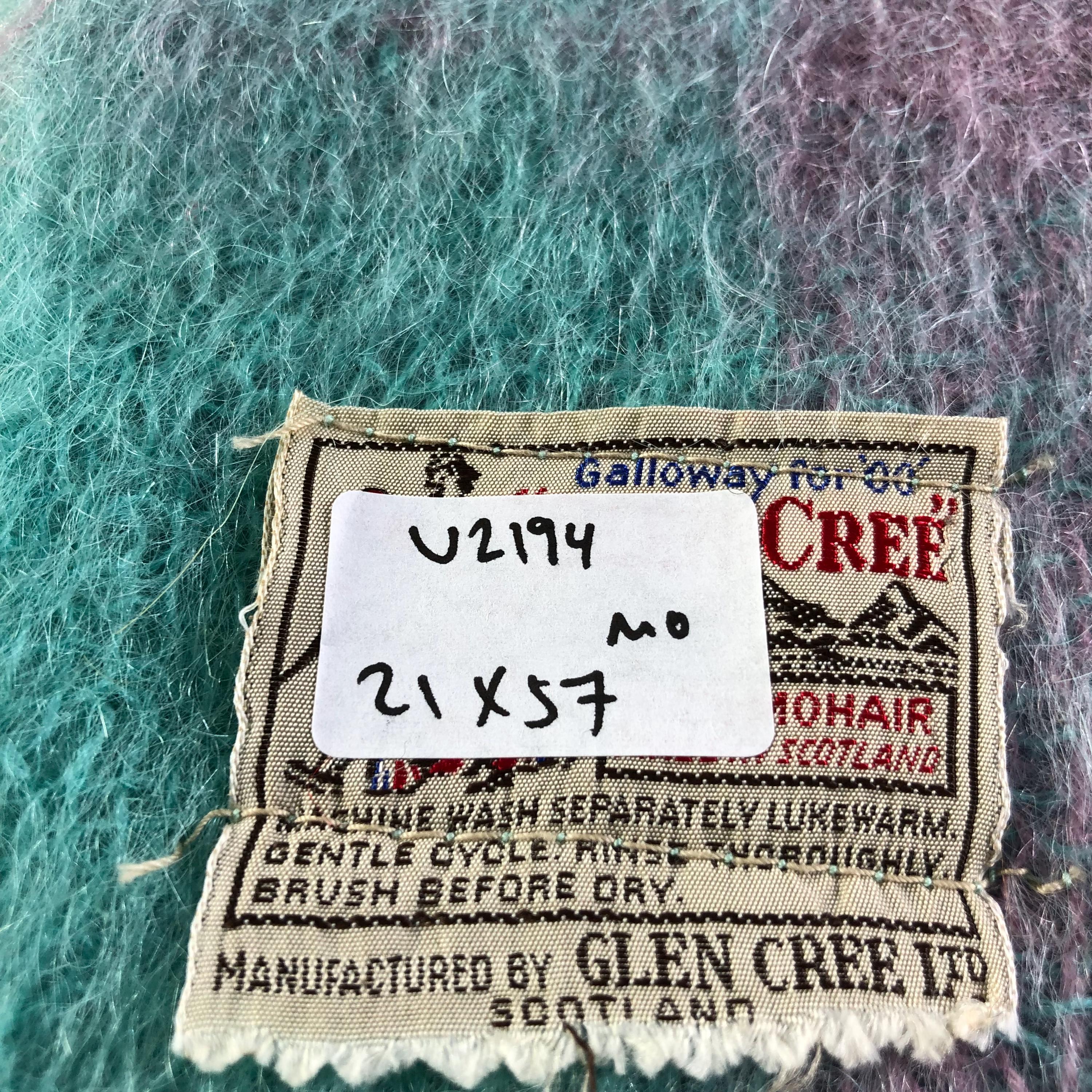 Vintage Glen Cree Scotland 100% Mohair Scarf, Pastel Pink Mint Aqua ...