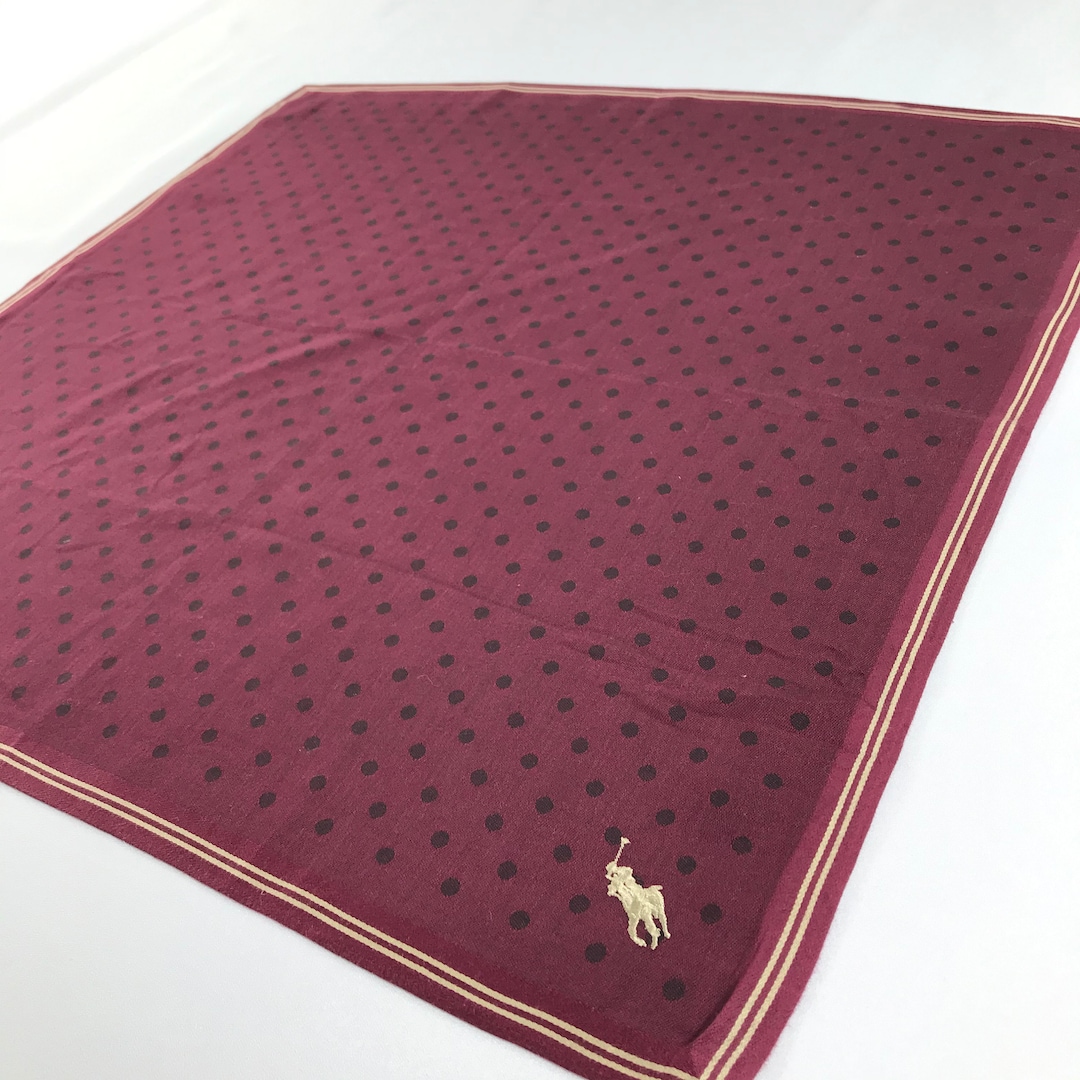 Vintage Polo Ralph Lauren Handkerchief, Burgundy Wine Polka Dot Bandana ...