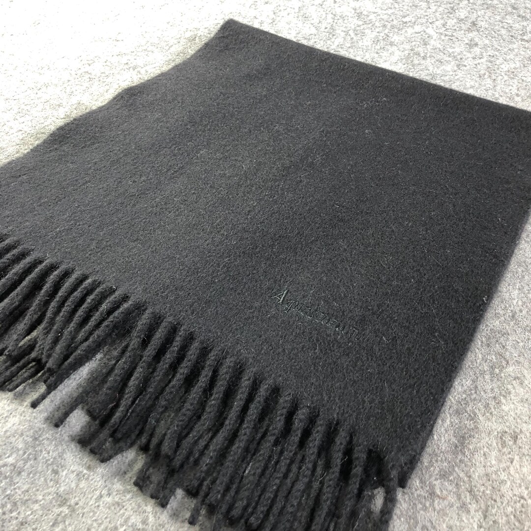 Vintage Aquascutum Pure Cashmere Scarf, Solid Black Luxury Neck Wrap ...