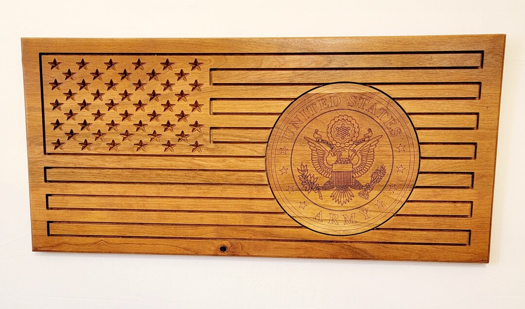 Carved Army Flag With Laser Inlay - Etsy Canada