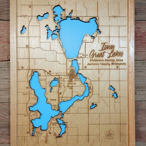 Single Layer Map of the Iowa Great Lakes - Etsy