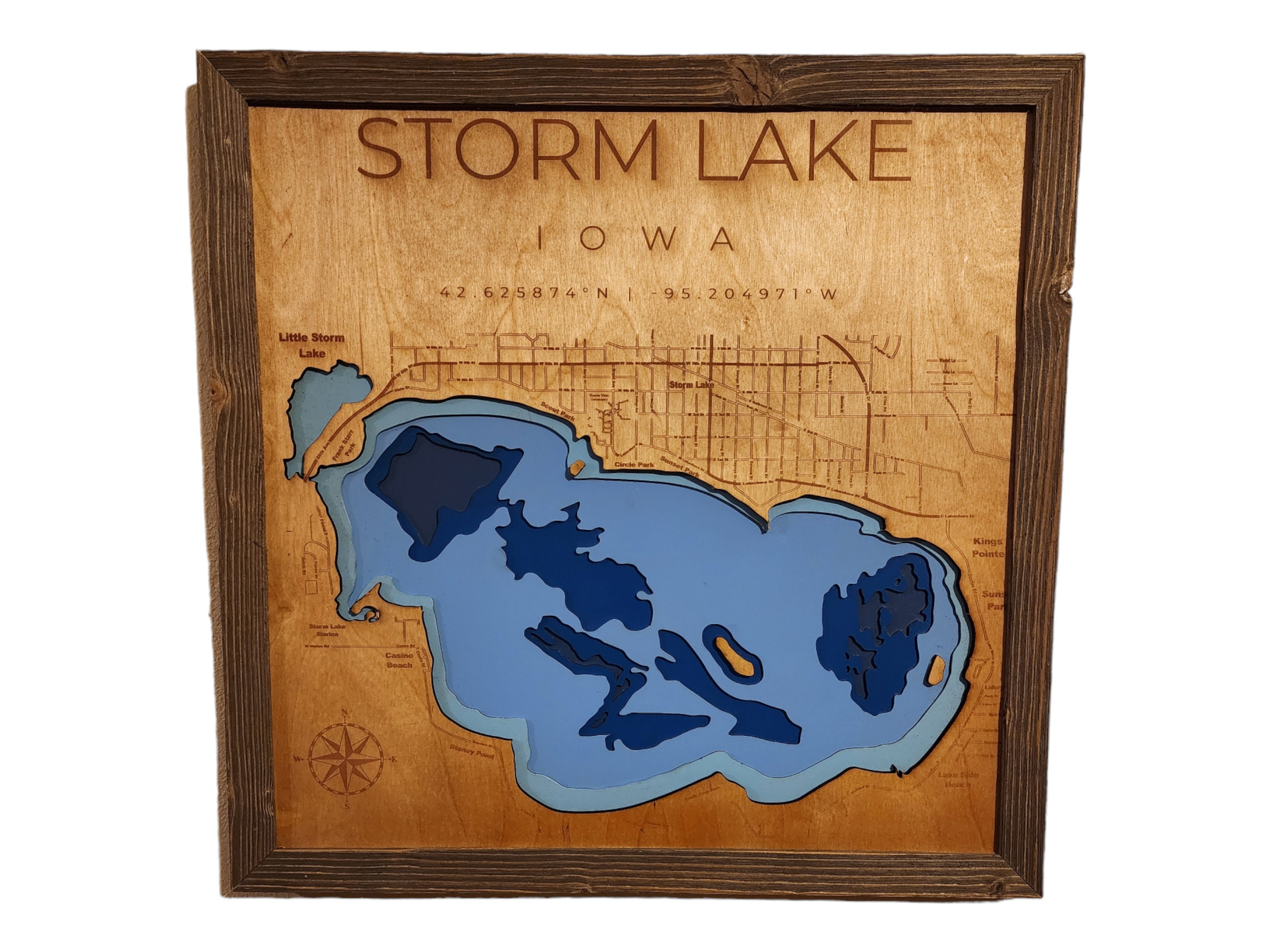 3D Laser Cut Bathymetric Lake Map of Storm Lake - Etsy