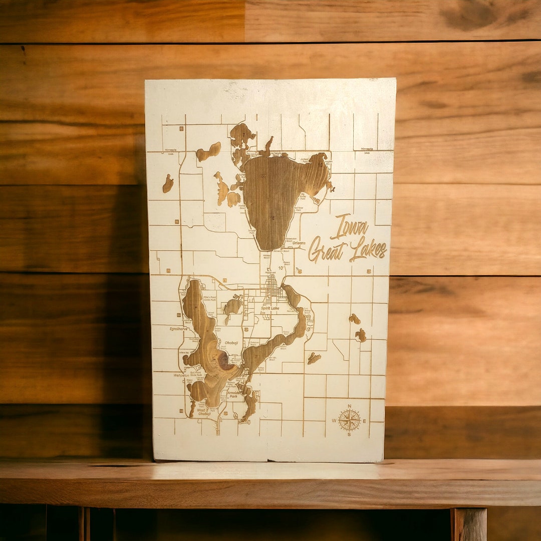 Okoboji Map Iowa Great Lakes Depth Map Big Spirit Lake Iowa Map of ...