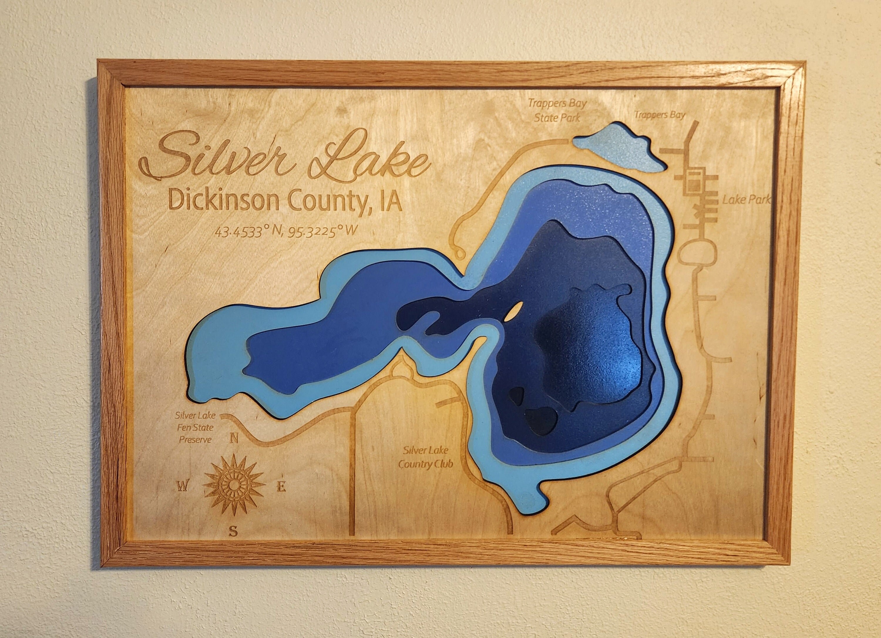 3D Laser Cut Bathymetric Lake Map of Silver Lake - Etsy