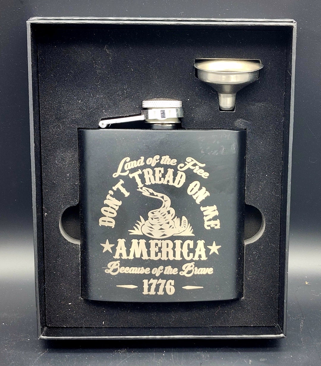 Laser Engraved Flask- Don't Tread on Me - Etsy
