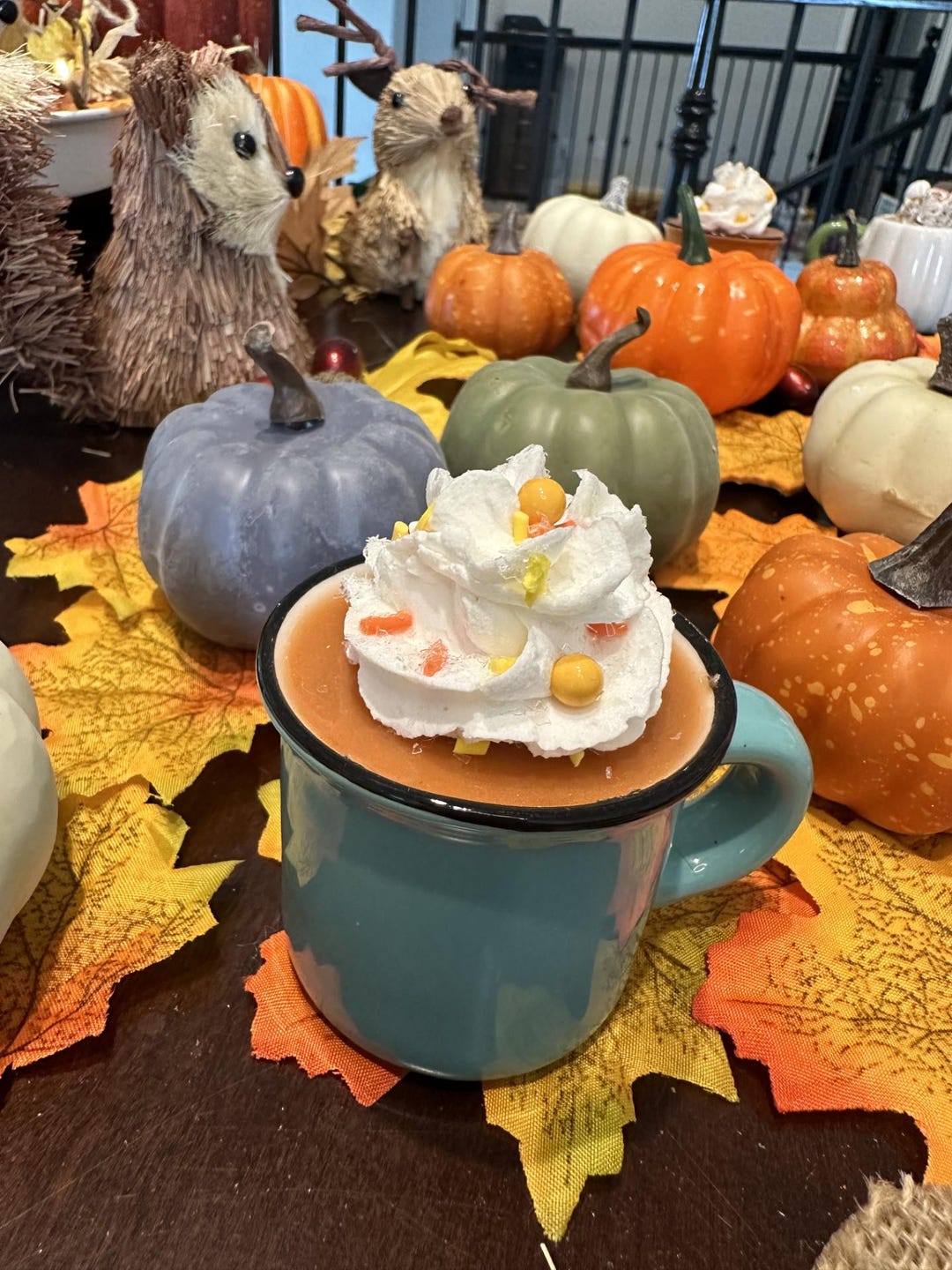 Mini Faux Pumpkin Spiced Lattes Fall Tiered Tray Decor Fall Coffee Bar ...