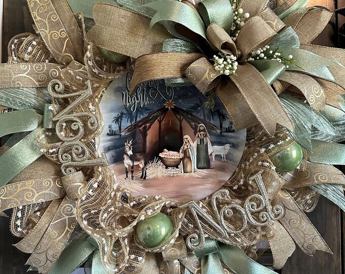Nativity Christmas Wreath Faith Based Christmas Wreath Holiday Home ...