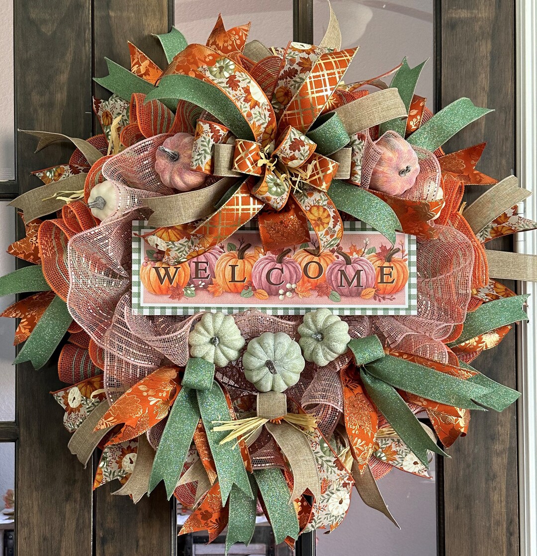 Elegant Fall Welcome Wreath Autumn Door Decoration Fall Porch Decor ...