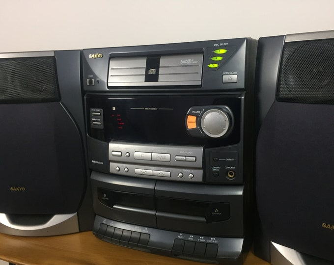 Vintage Sanyo Stereo System DC-F310U - Cleaned and Serviced! 3-CD Changer, Double Tape, Dubbing ...