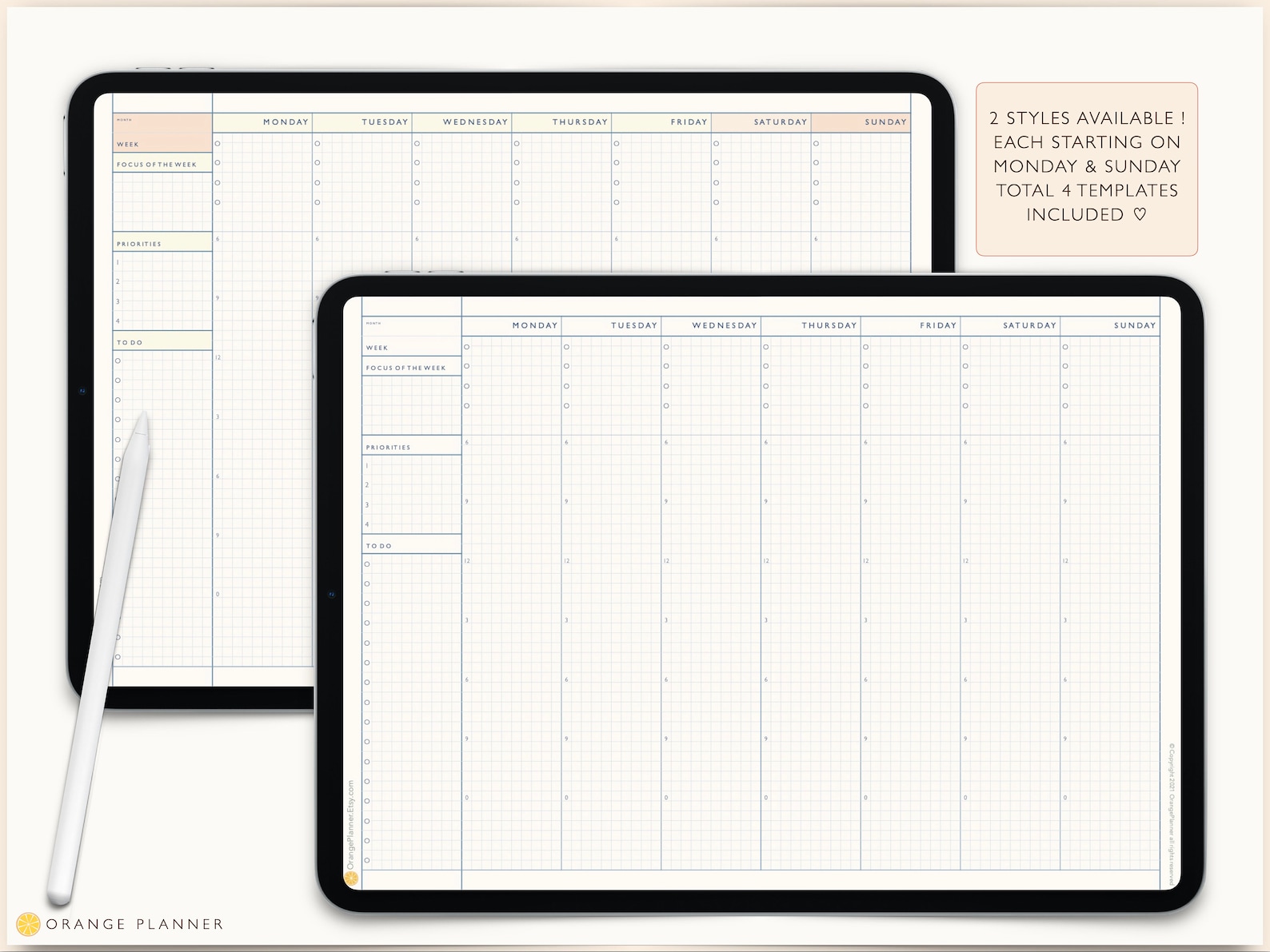 Weekly Planner Goodnotes Template, Undated Weekly Planner Template ...
