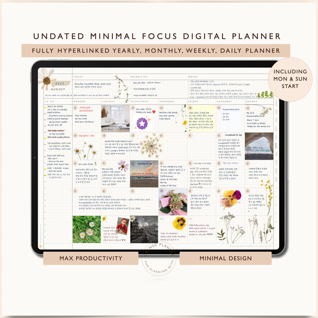 Undated Digital Planner, iPad Planner, Digital Planner, Digital Journal ...
