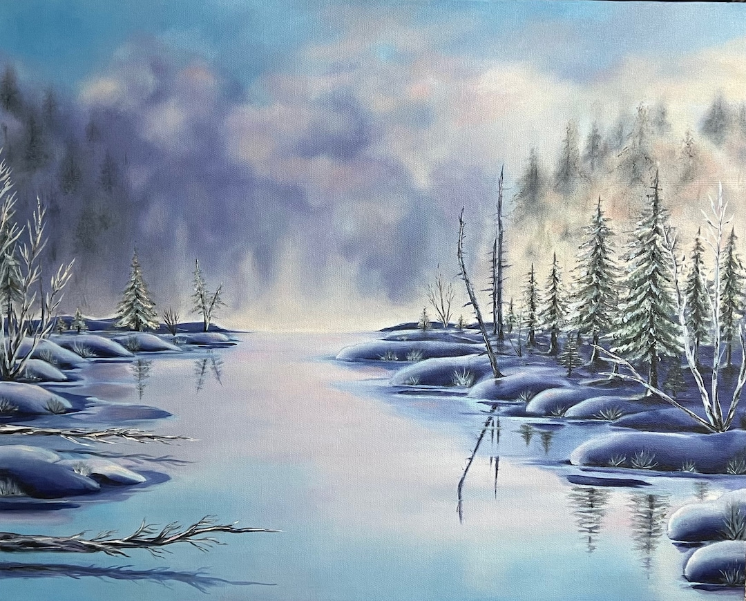 Original Oil Painting of a Peaceful Adirondack Morning. Beautiful ...