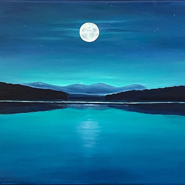 Blue Moon Painting - Etsy