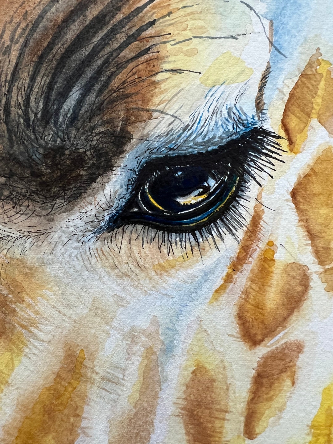 Original Watercolor, Ink, Giraffe Art, Mini Artwork, Handmade Art ...