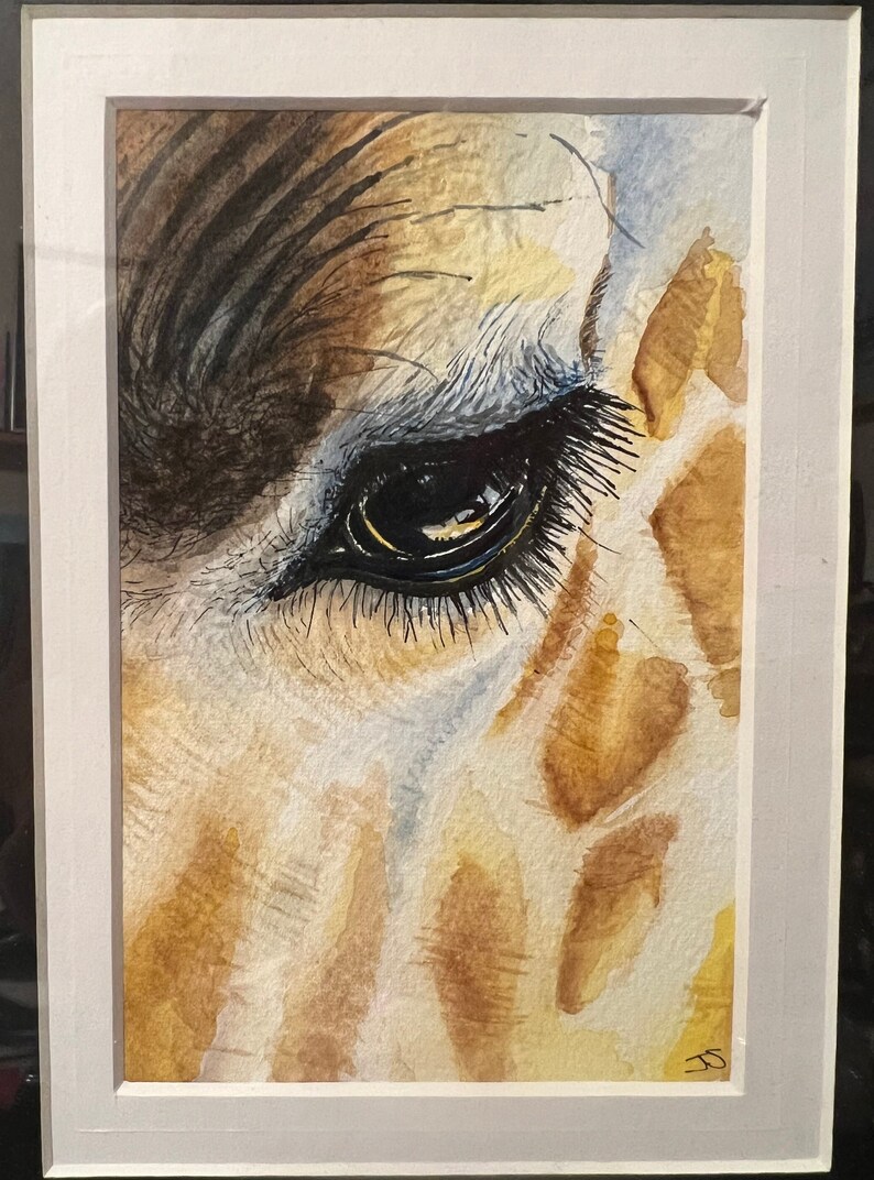 Original Watercolor, Ink, Giraffe Art, Mini Artwork, Handmade Art ...