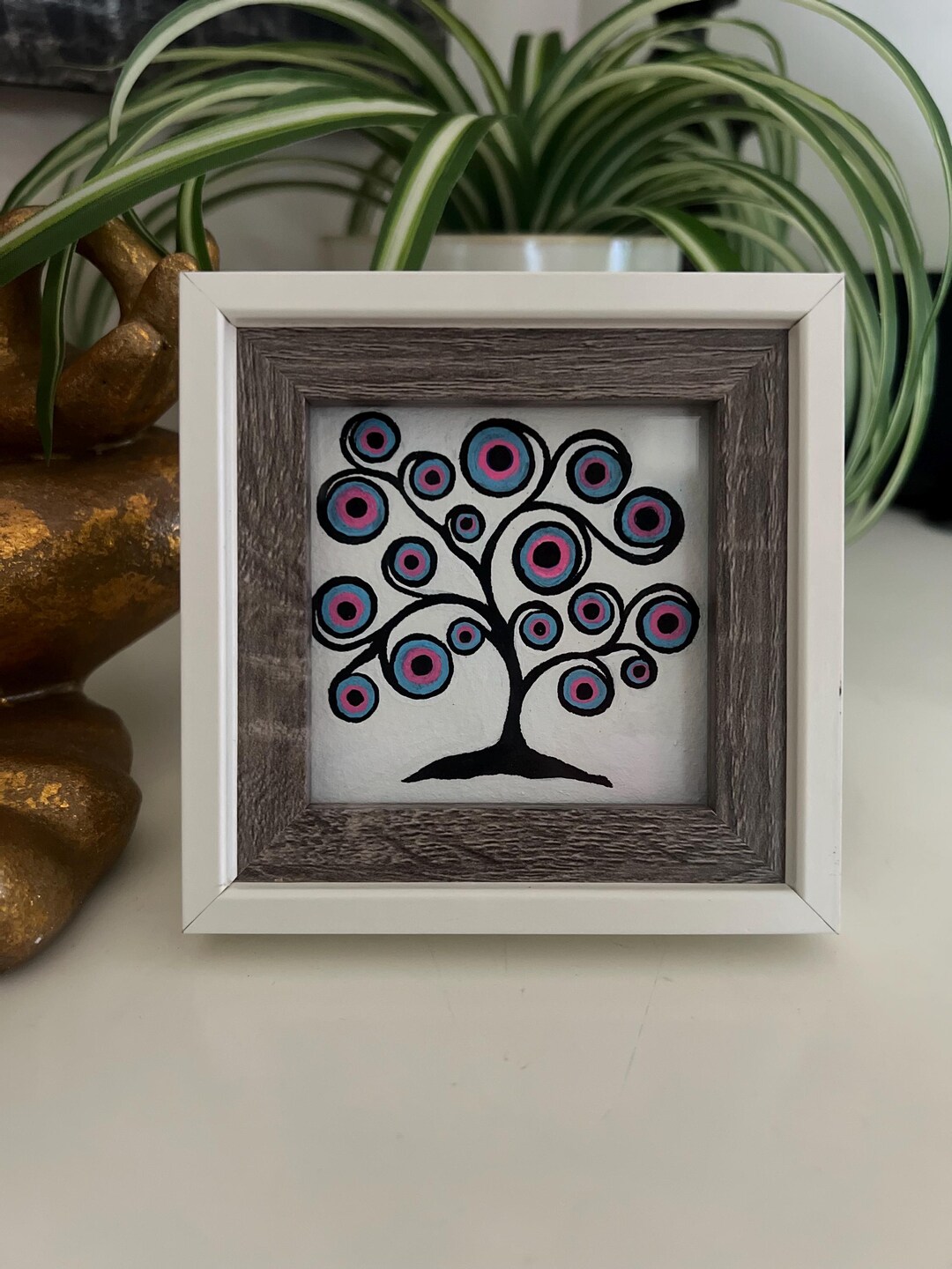 Tree of Life, Evil Eye, Original Art Framed by Jennifer Siciliano. 4.25 ...