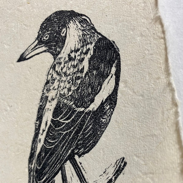 Magpie Linocut Print - Etsy