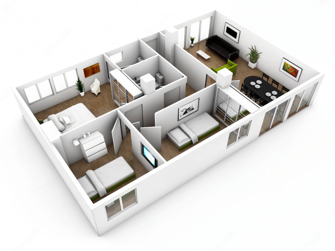 3D FLOOR PLAN - PHOTOREALISTIC 3D Rendering - 24 Hrs.-turn Around ...