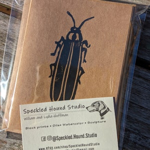 Handmade Beetle Block Print Card Set Hand Printed Set of 8 Blank Inside ...