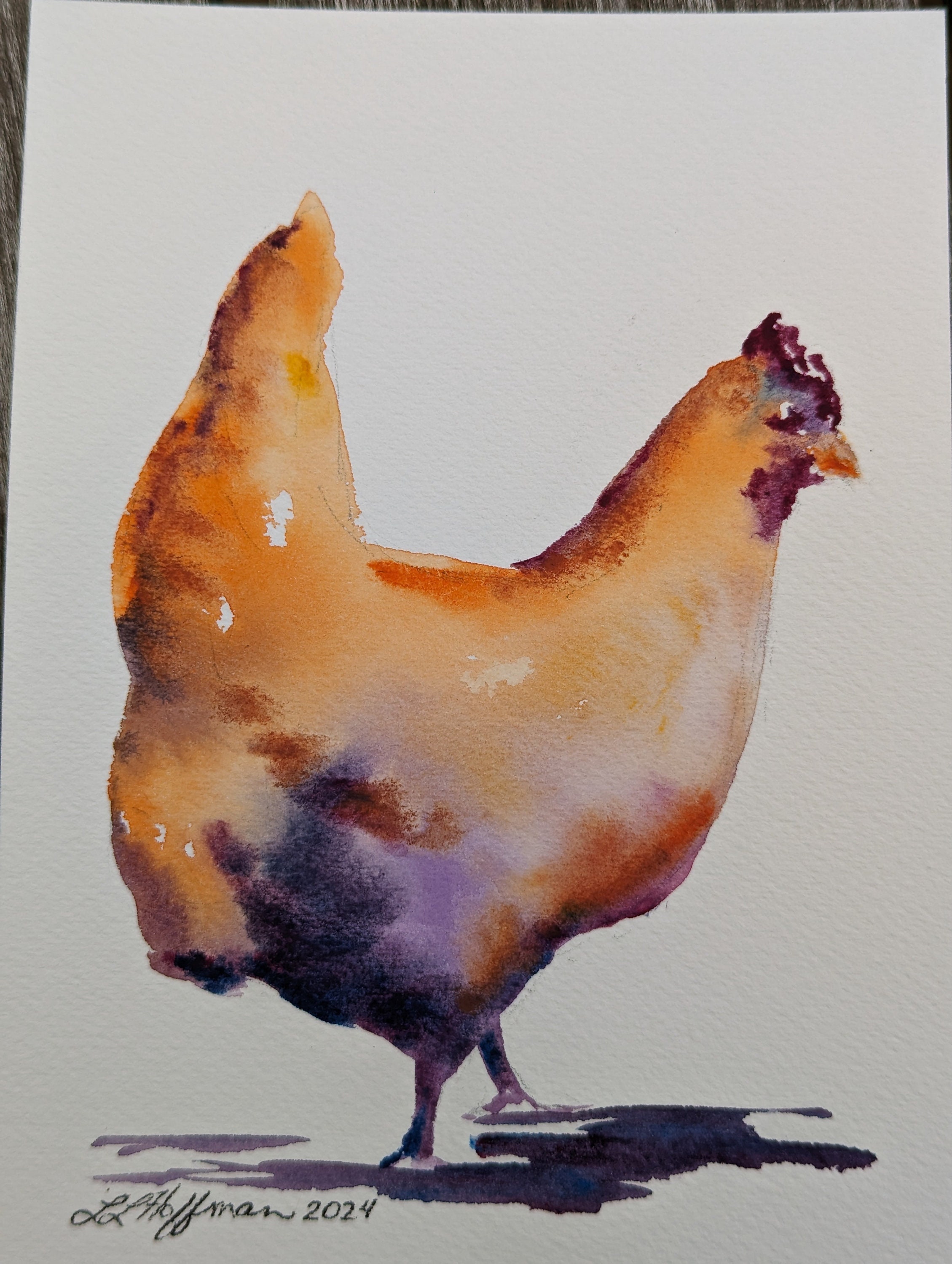 Chicken Strut Original 5x7 Watercolor Whimsical Backyard Hen - Etsy UK