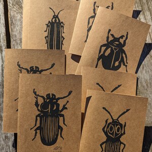 Handmade Beetle Block Print Card Set Hand Printed Set of 8 Blank Inside ...