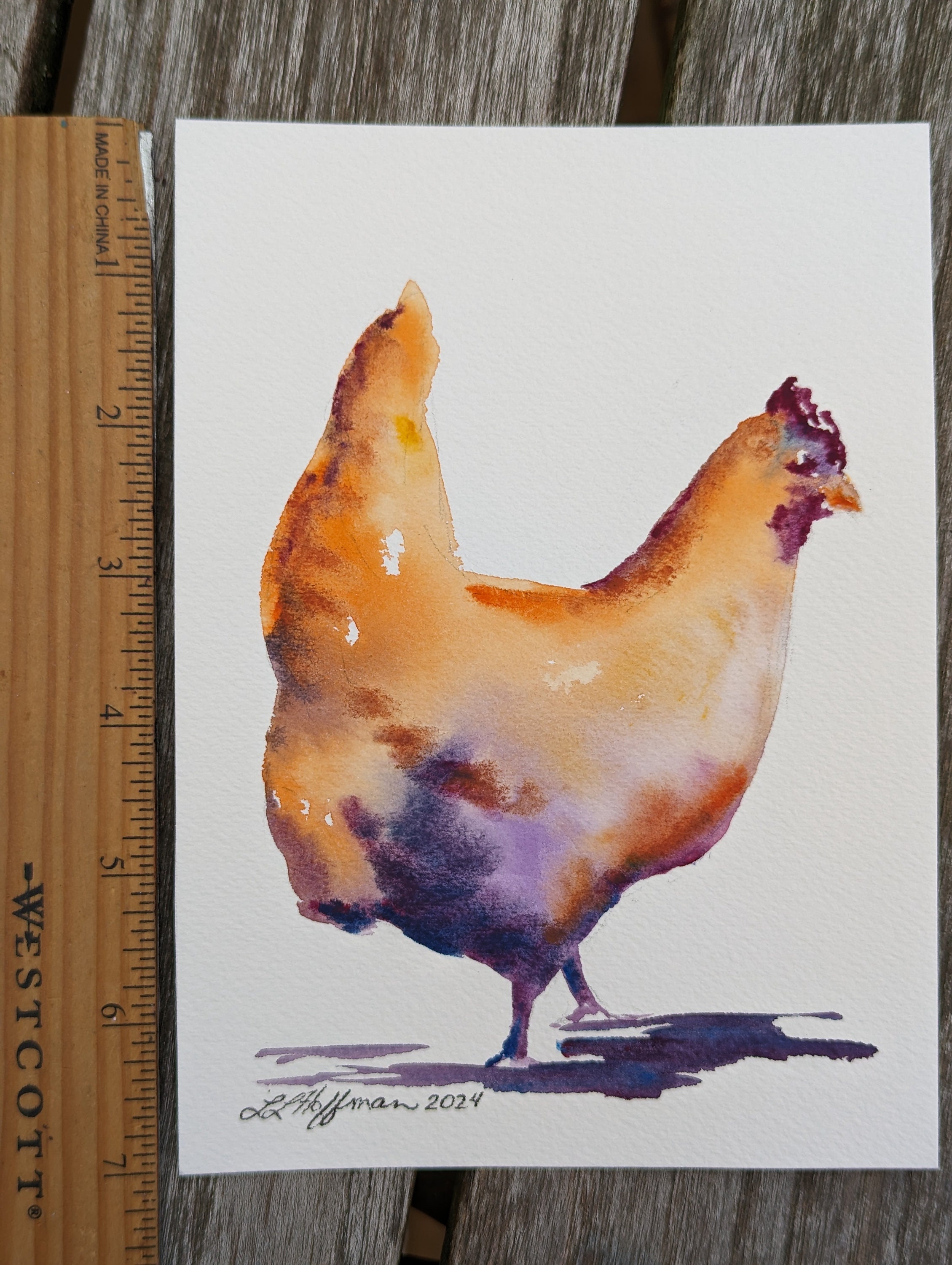 Chicken Strut Original 5x7 Watercolor Whimsical Backyard Hen - Etsy UK