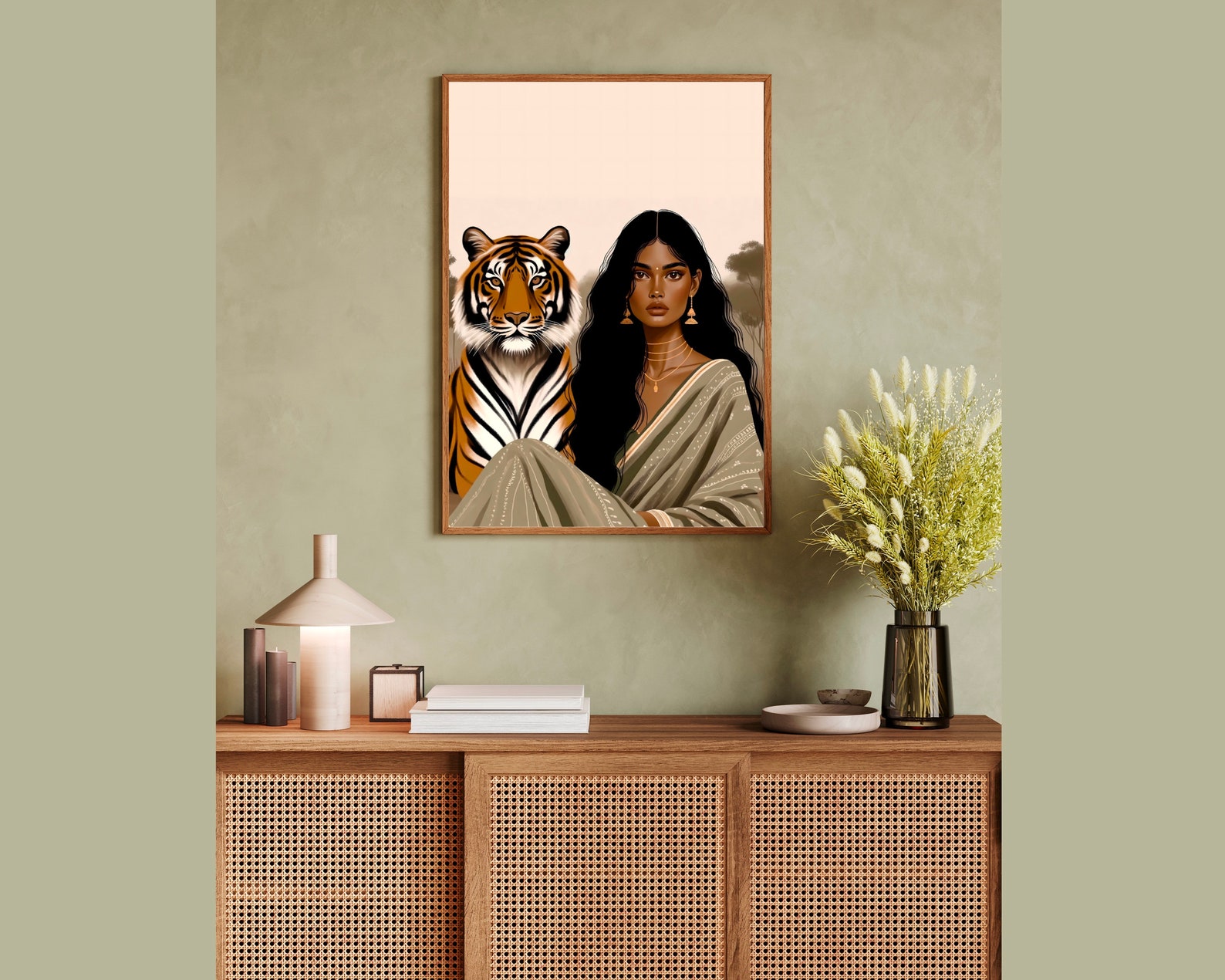 Indian Baddie Art, Indian Art, Indian Woman With Tiger Art, Tiger Print ...