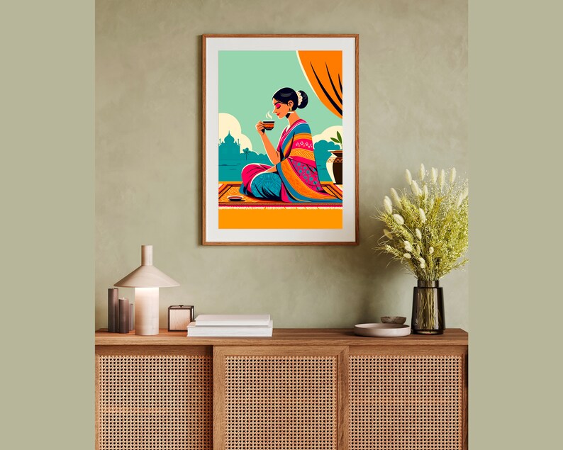 Chai Lover Art Retro Chai Art Desi Art South Asian Art Indian Art ...