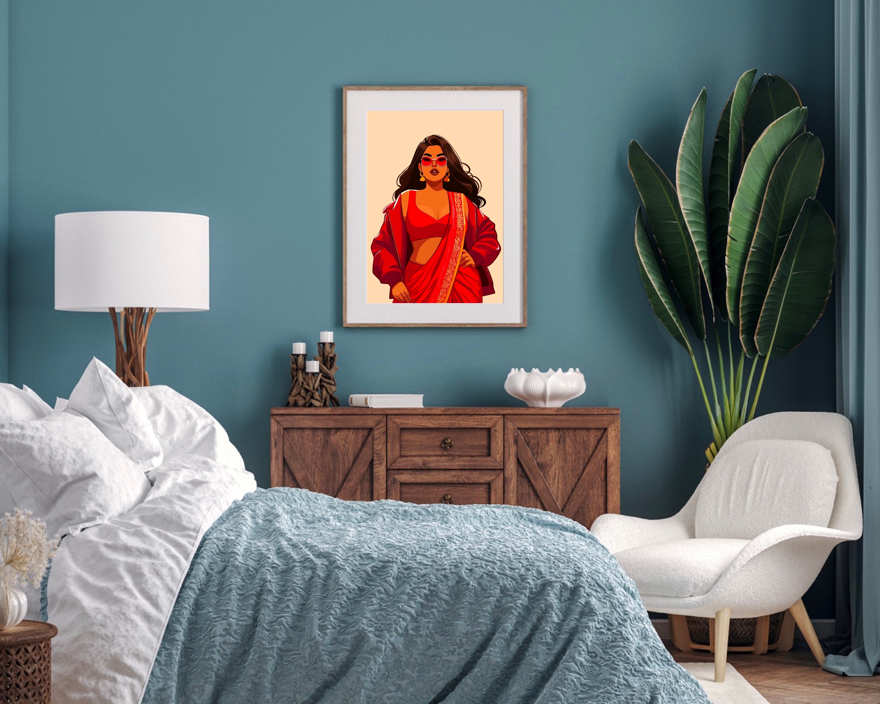 Badass Indian Wall Art, Desi Art, Curvy South Asian Woman Art, Brown ...