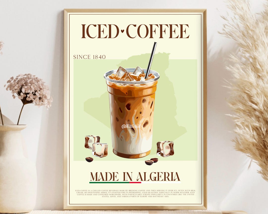 Iced Coffee Digital Poster, Travel Print, Kitchen Decor, Retro Coffee ...