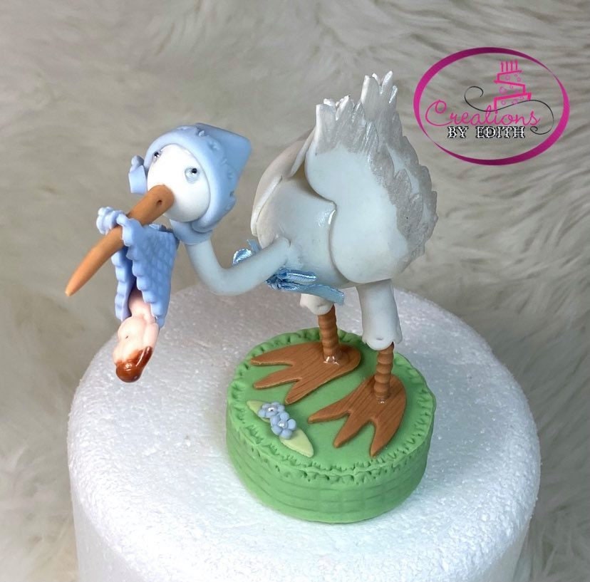 Stork Holding Baby Cake Topper Centerpiece Table Decor Baby - Etsy