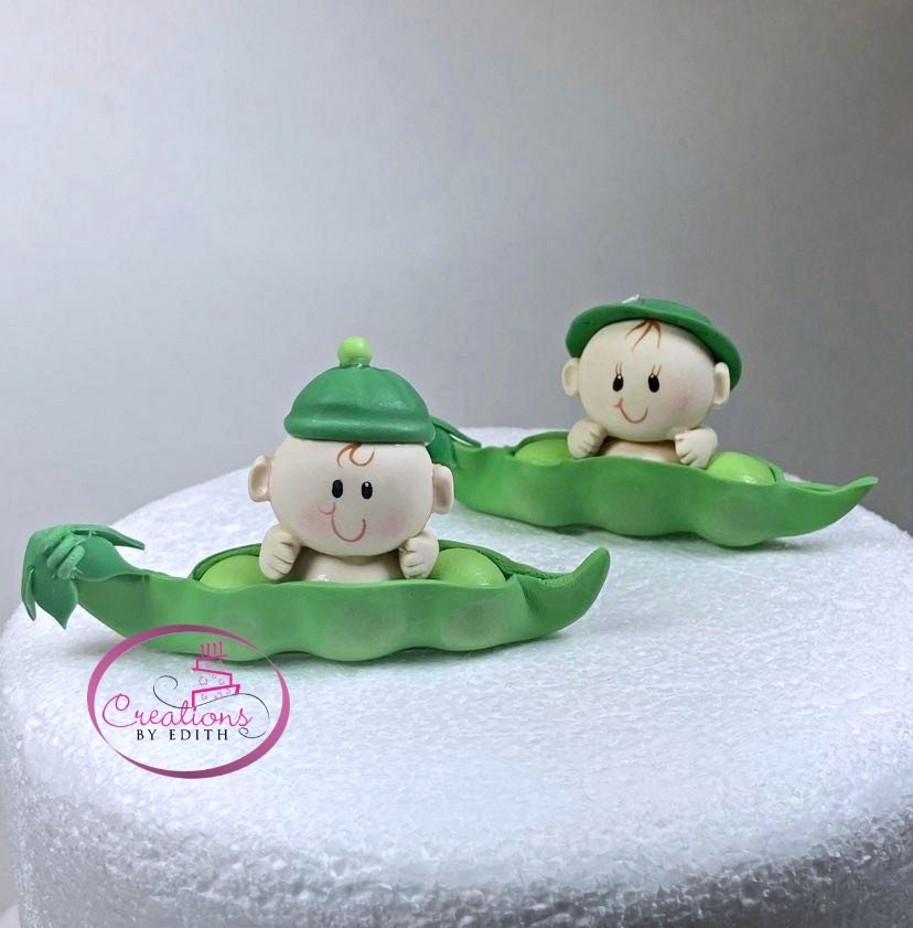 Pea in a Pod Cake Topper/table Decoration/cold Porcelain - Etsy