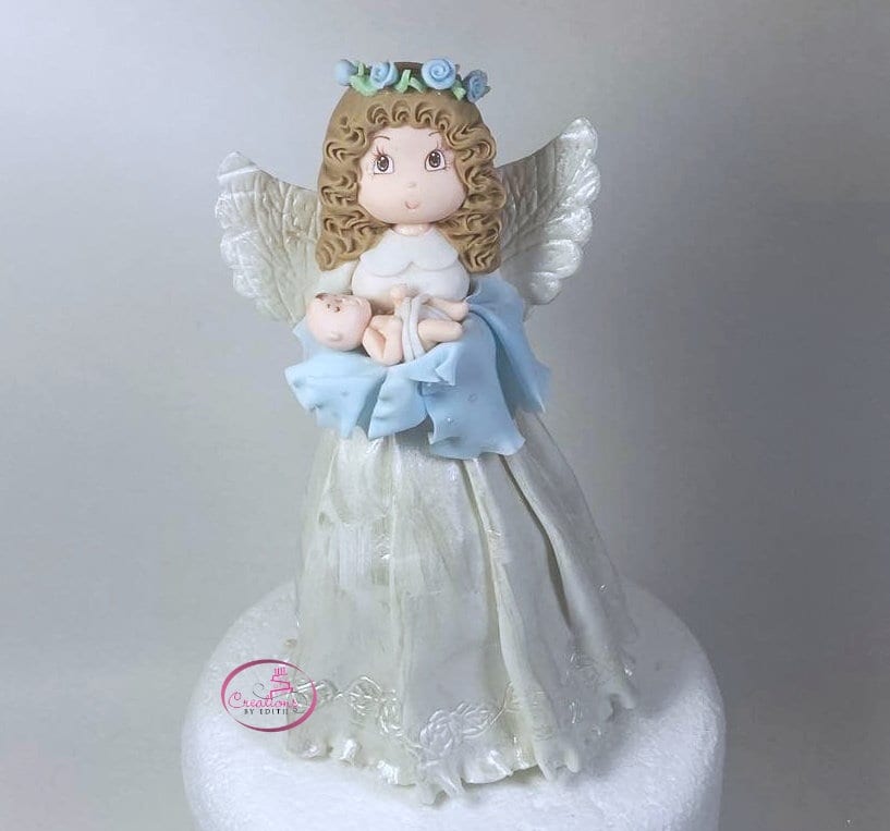 Angel With Baby Cake Topper/centerpiece in Cold Porcelain - Etsy