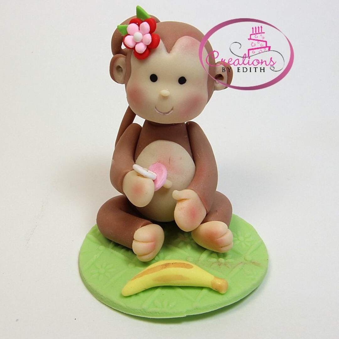 Baby Girl Monkey Cake Topper/favor - Etsy
