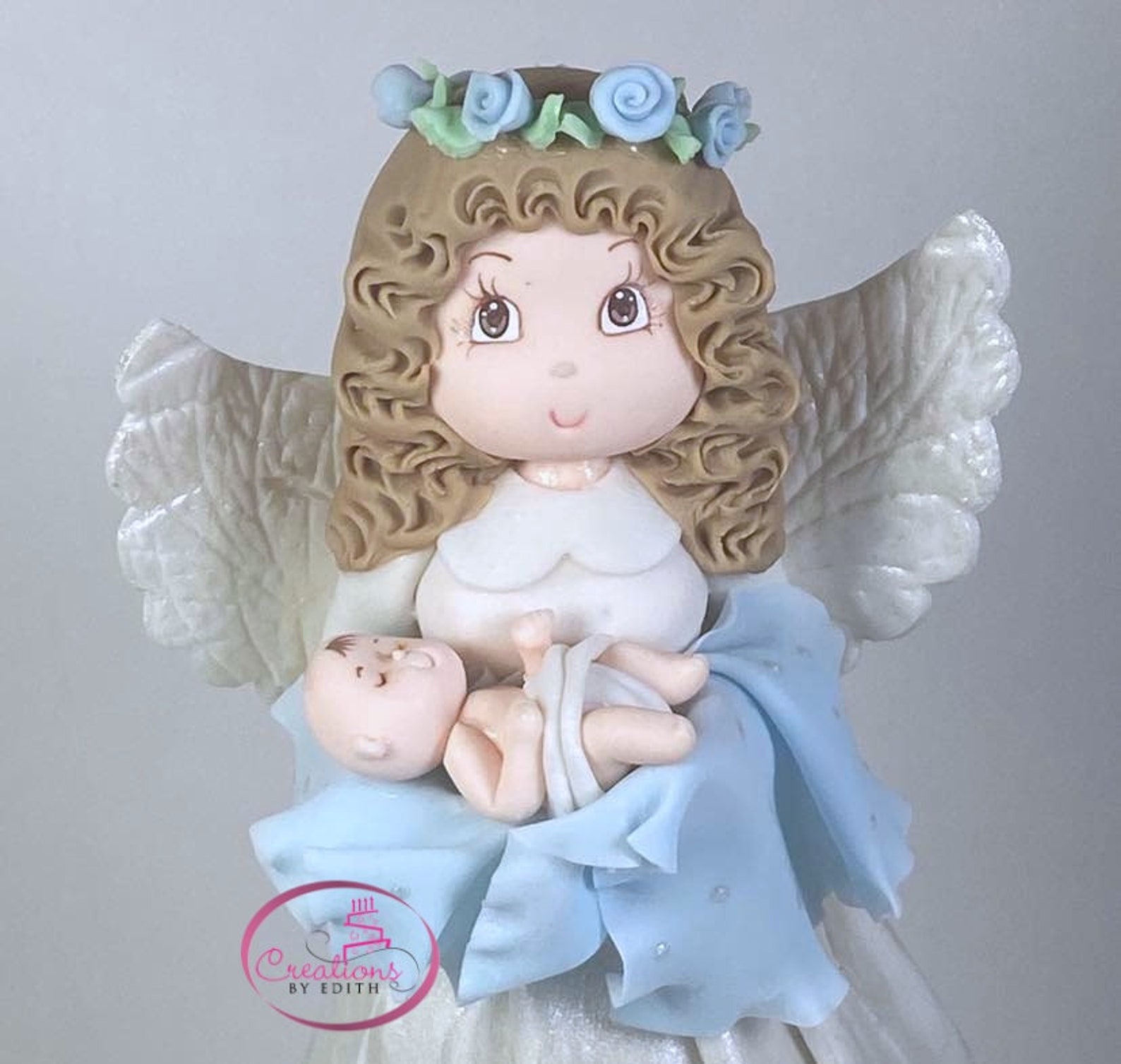 Angel With Baby Cake Topper/centerpiece in Cold Porcelain - Etsy