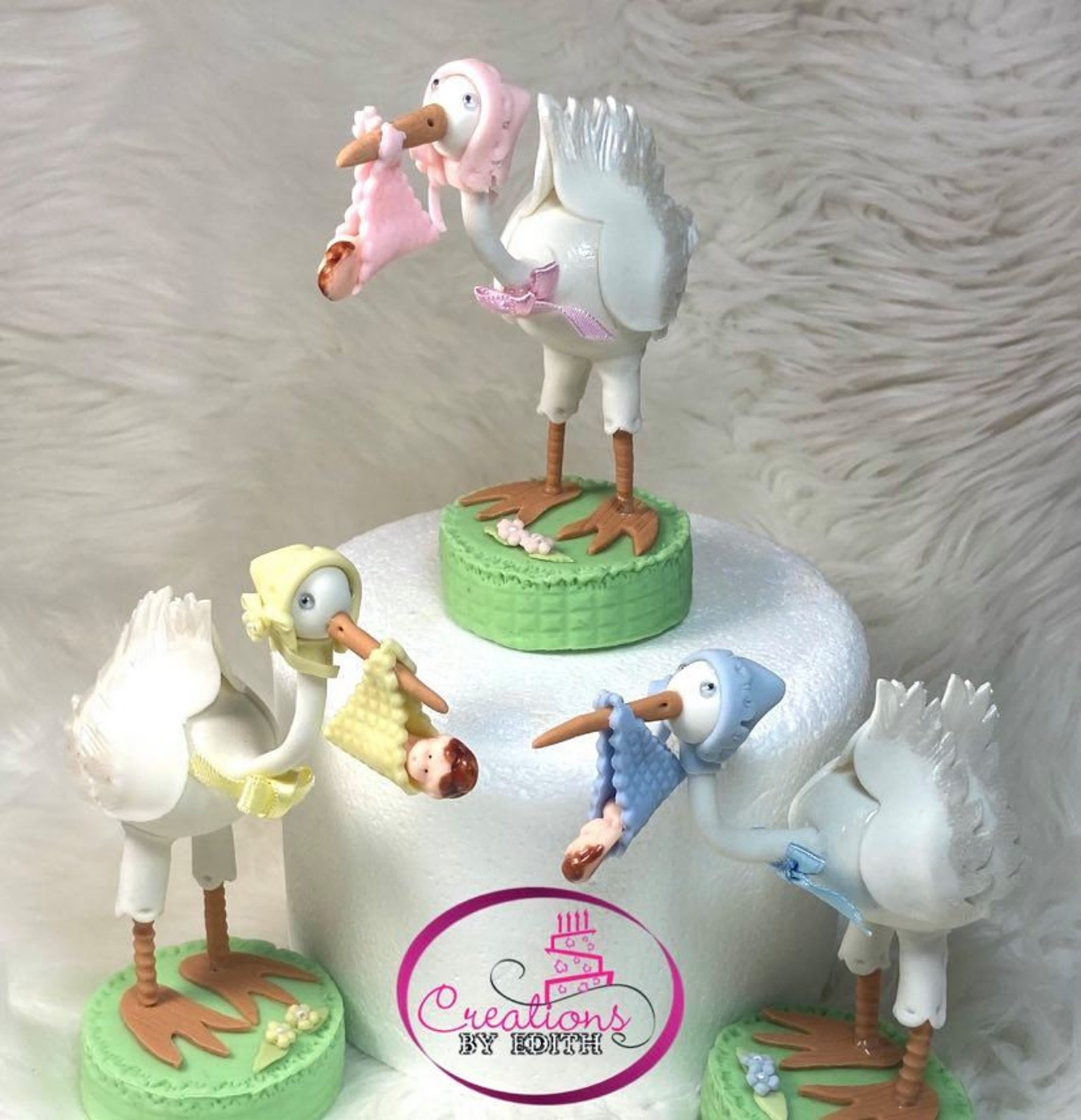 Stork Holding Baby Cake Topper Centerpiece Table Decor Baby - Etsy