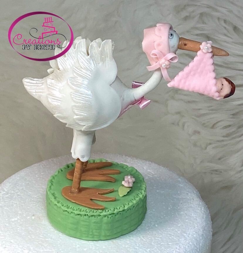Stork Holding Baby Cake Topper Centerpiece Table Decor Baby - Etsy