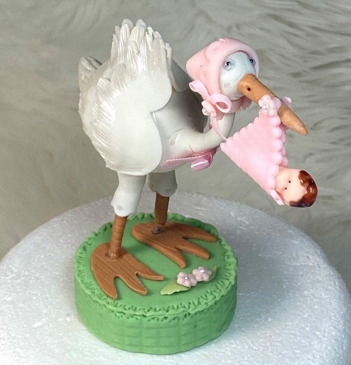 Stork Holding Baby Cake Topper Centerpiece Table Decor Baby | Etsy