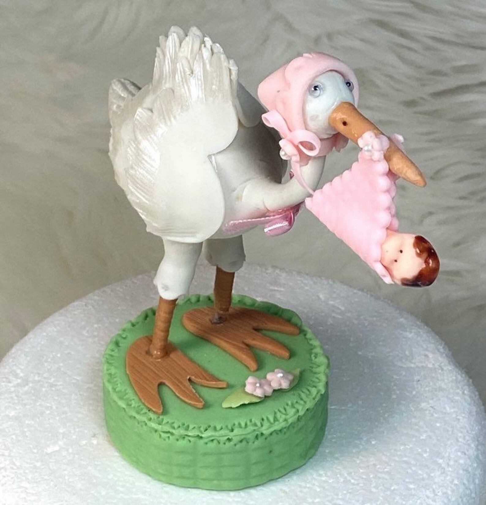 Stork Holding Baby Cake Topper Centerpiece Table Decor Baby | Etsy