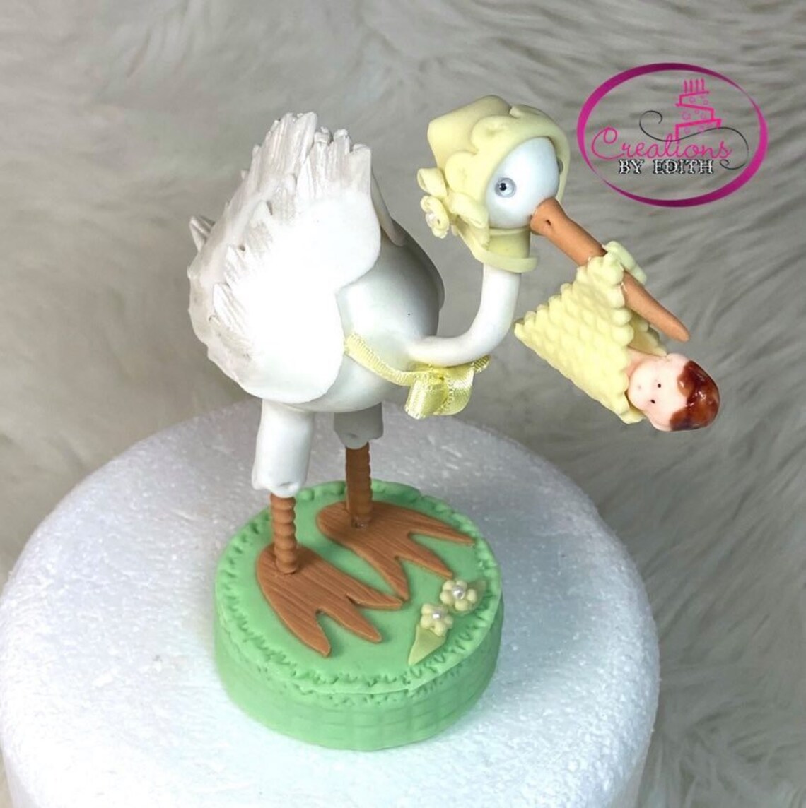 Stork Holding Baby Cake Topper Centerpiece Table Decor Baby | Etsy