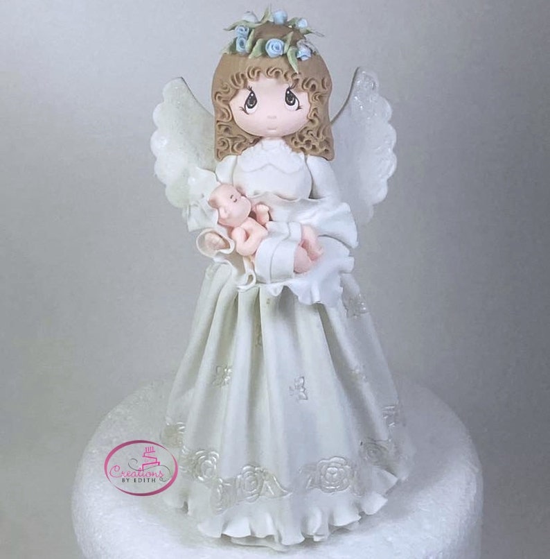 Angel With Baby Cake Topper/centerpiece in Cold Porcelain - Etsy