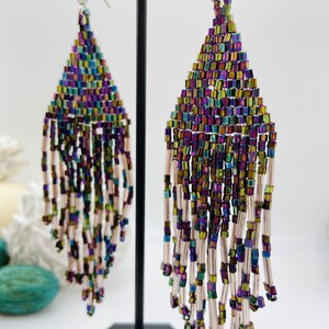 BOHO Seed Bead Earrings Tassel Fringe Drop Dangle Earrings Cowgirl ...