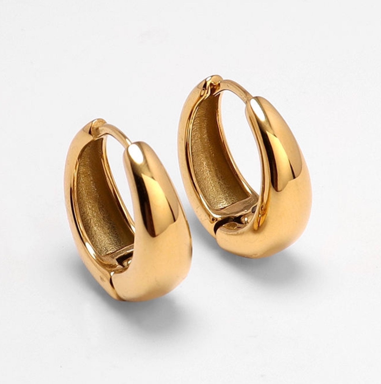 18k Gold Plated Chunky Huggy Hoops. Tarnish Free Hoops. Gold - Etsy UK