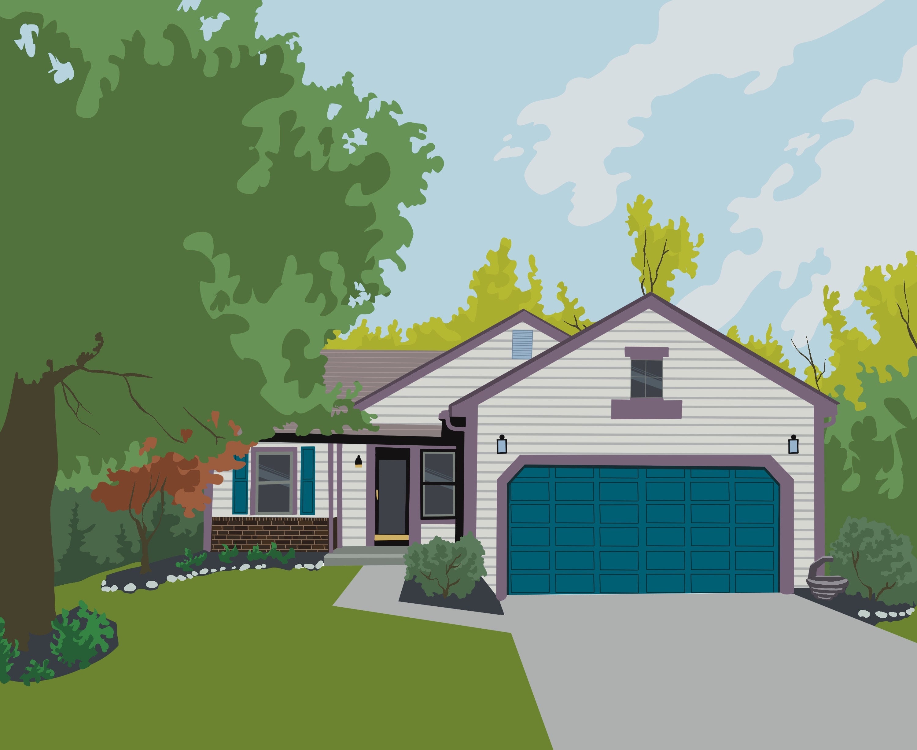 Custom Illustrated House Portrait | Digital House Drawing | Building ...