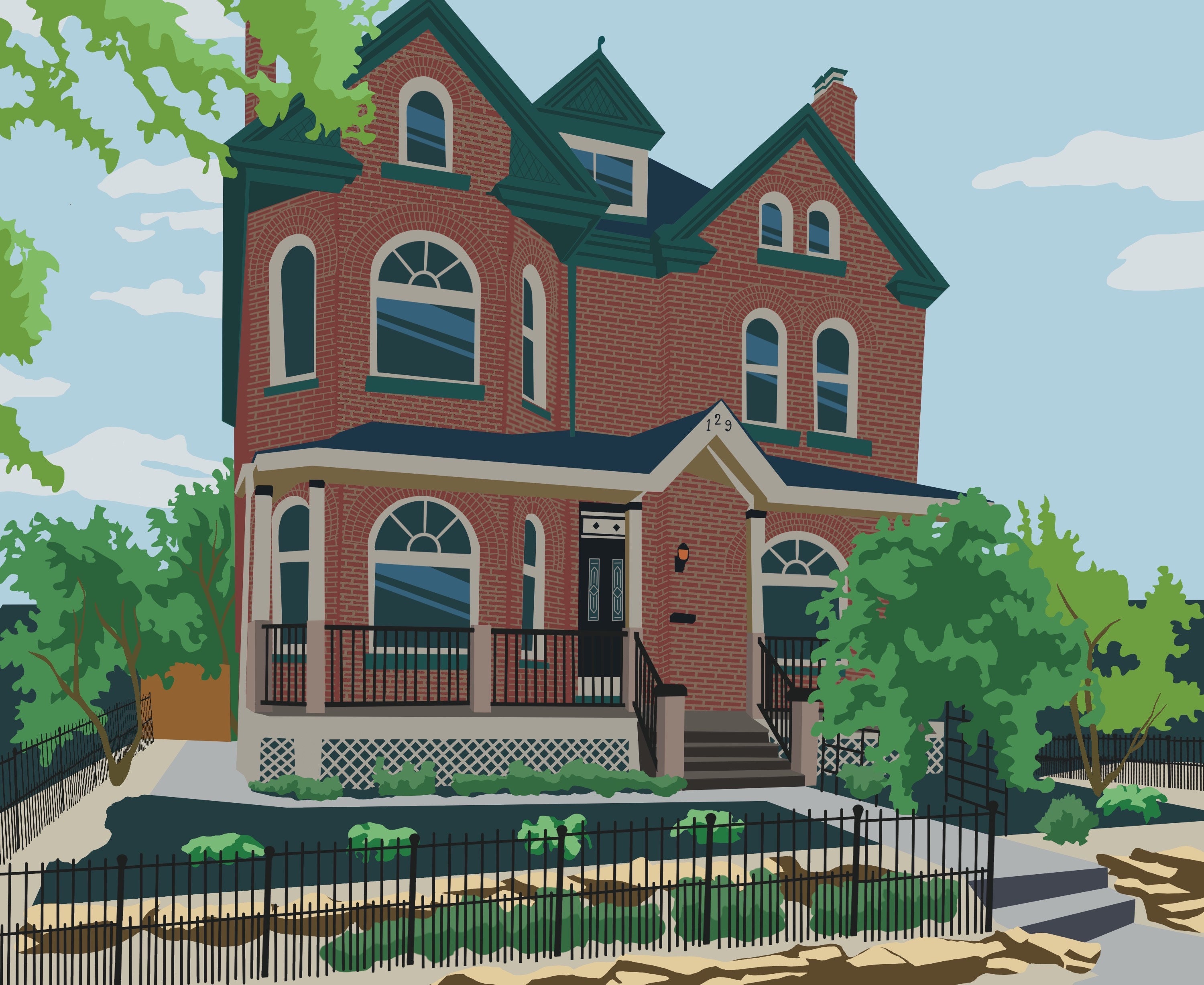 Custom Illustrated House Portrait | Digital House Drawing | Building ...