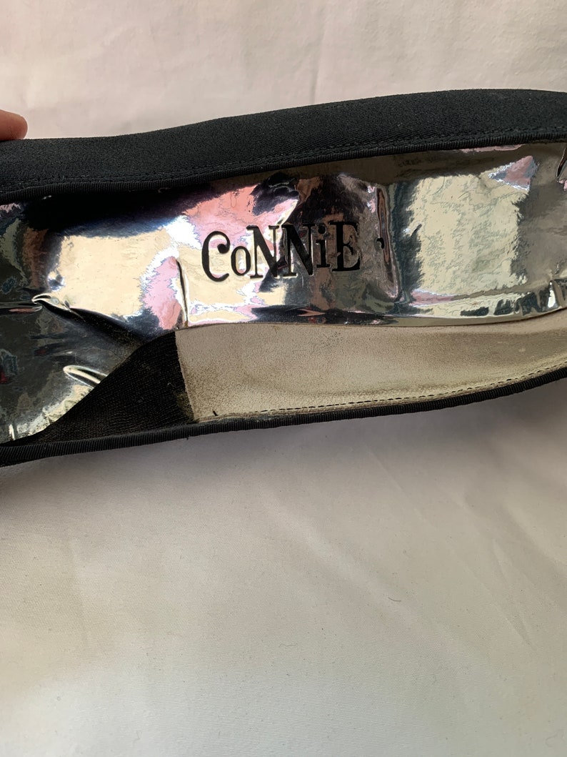 Vintage 80s Connie Shoes 7 Black Fabric Pumps Square Toe Heels 1980s ...