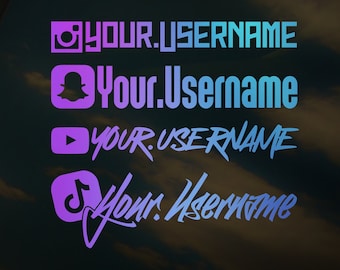 Custom Social Media Username Decals Personalized Username Sticker ...