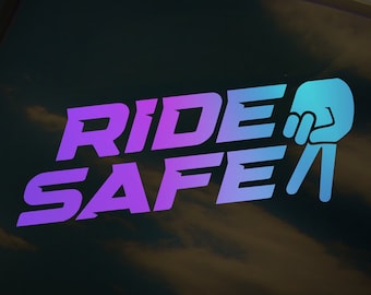 Ride Safe Biker Wave 2 Fingers Down Motorcycle Wave Sticker Vinyl Decal ...